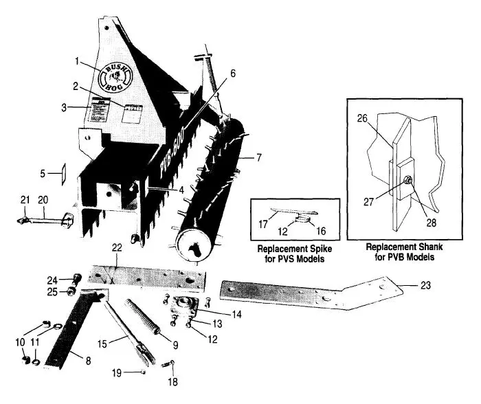 Bush Hog PVB-662 Pulverizer Parts Diagrams