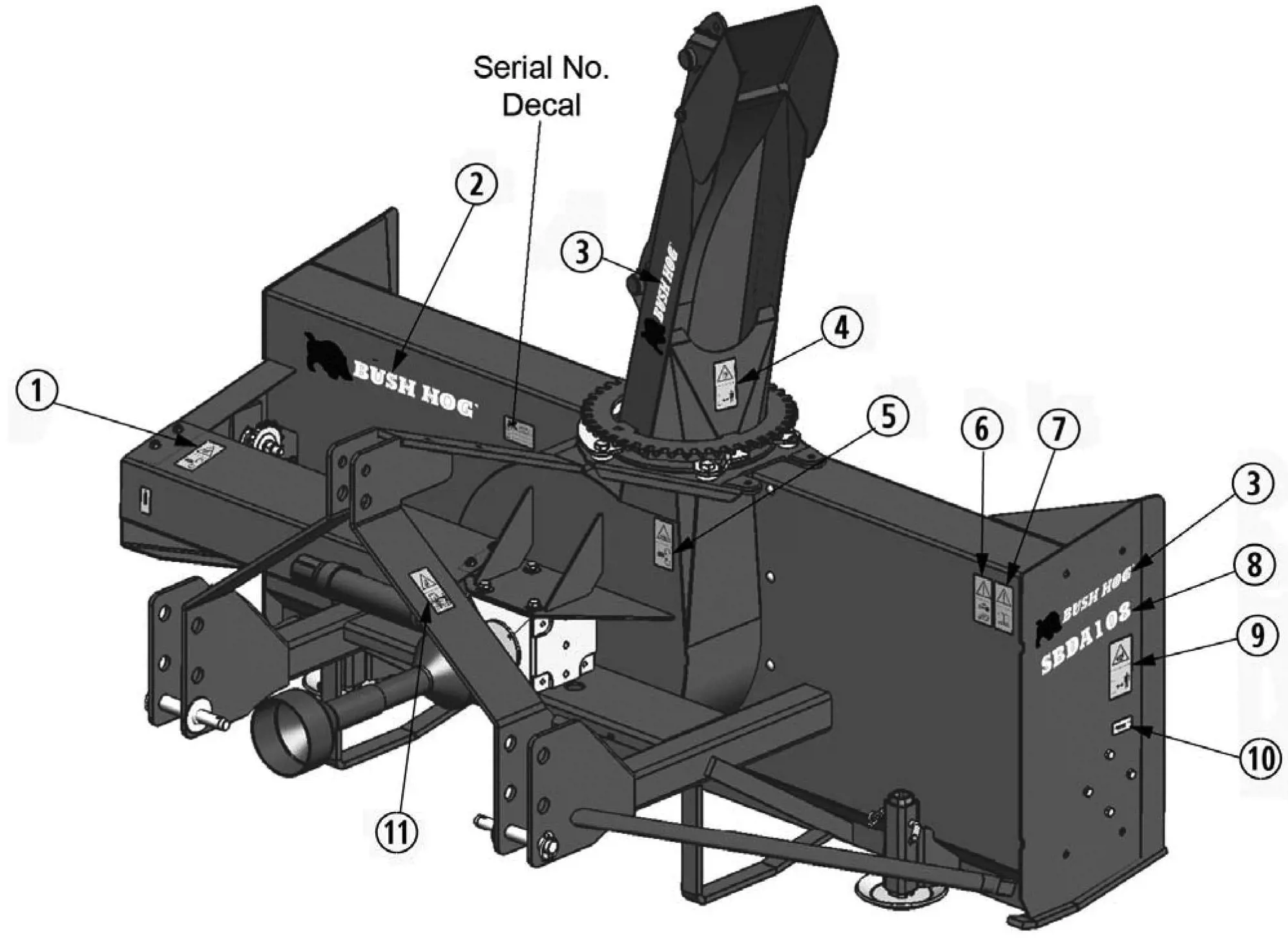 Bush Hog Double Auger 3 Point Lift (SBDA) Parts Diagrams