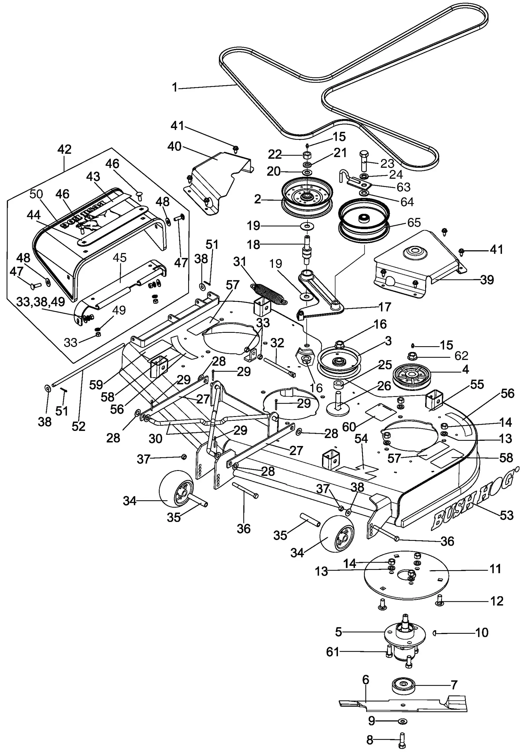 Bush Hog HDE SERIES ZERO TURN MOWER Parts Diagrams