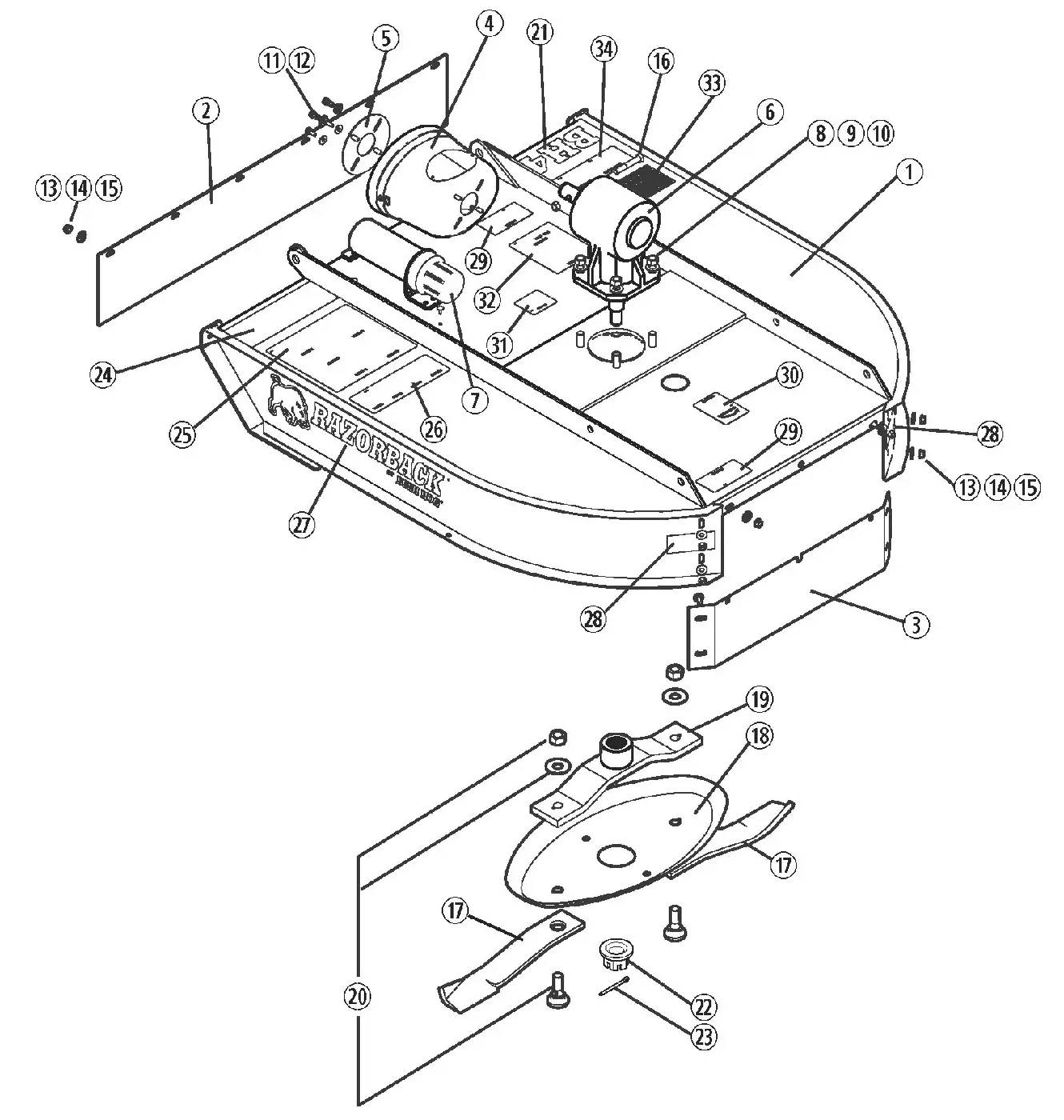 Bush Hog RAZORBACK SERIES BH4, BH5, BH6 Parts Diagrams
