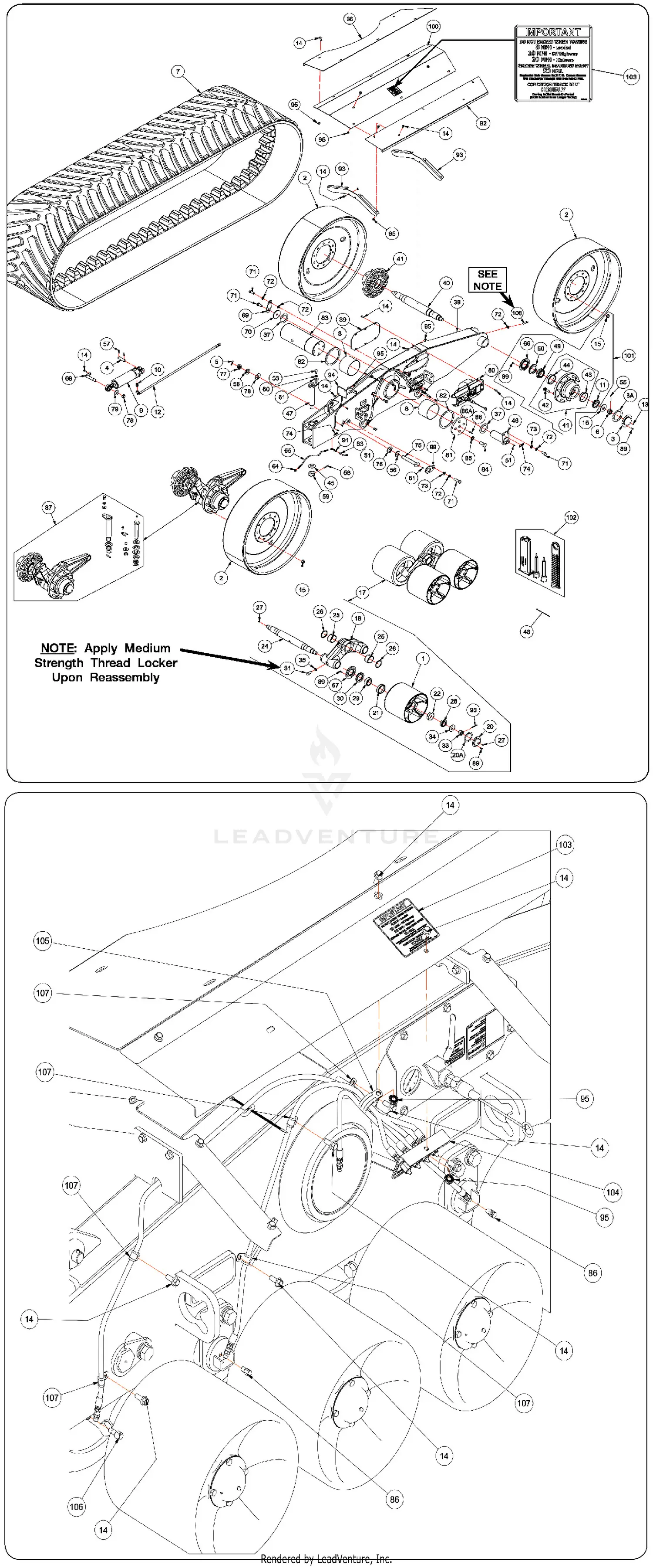 Unverferth 1100 - 2000 Bushel Grain Carts 4 Bogie Track System - 36" x ...