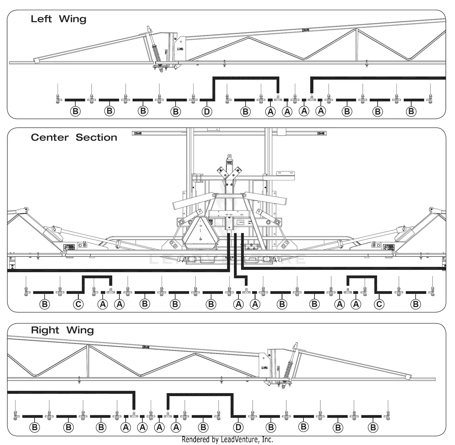 Unverferth 45' & 60' Hydraulic Cross-Fold Boom Parts Diagrams