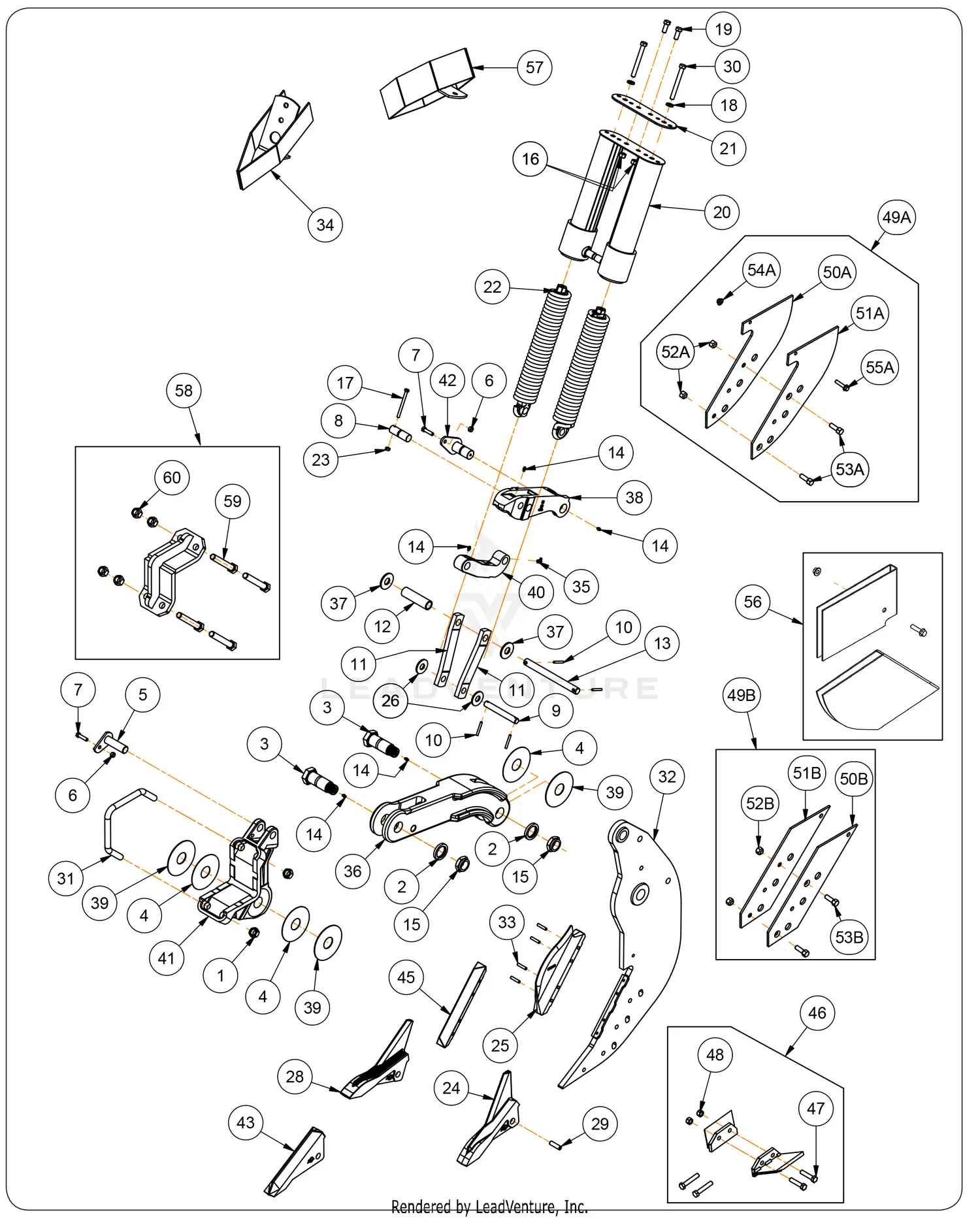 Unverferth 632 Ripper Roller S/N A63810100 - A64460360 Parts Diagrams