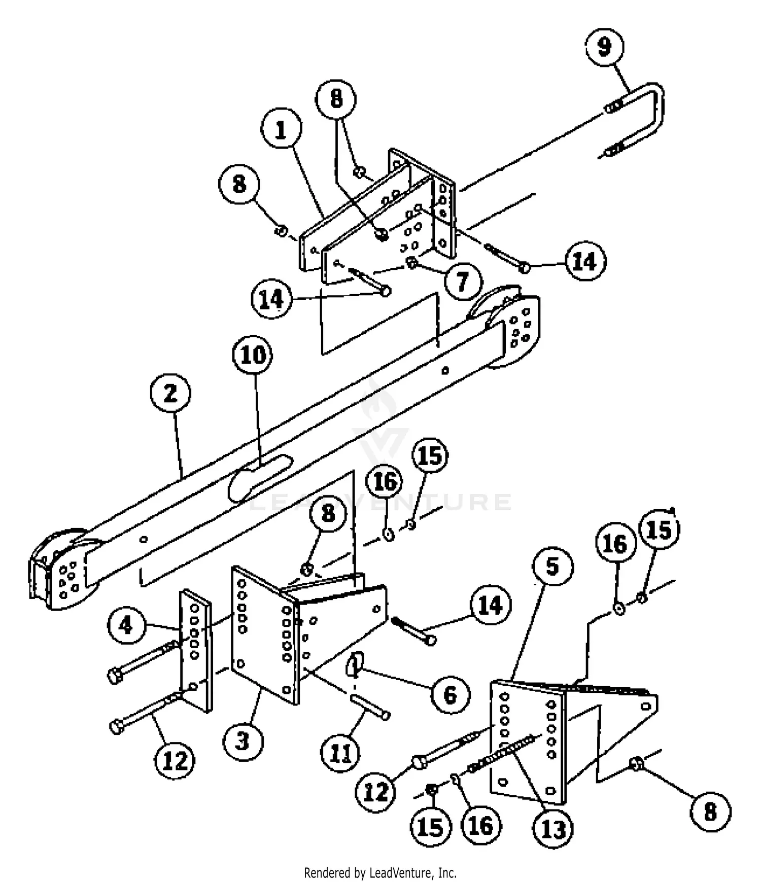 Unverferth S-Tine Leveler Tillage Attachment - 2"x2" Tube Parts Diagrams
