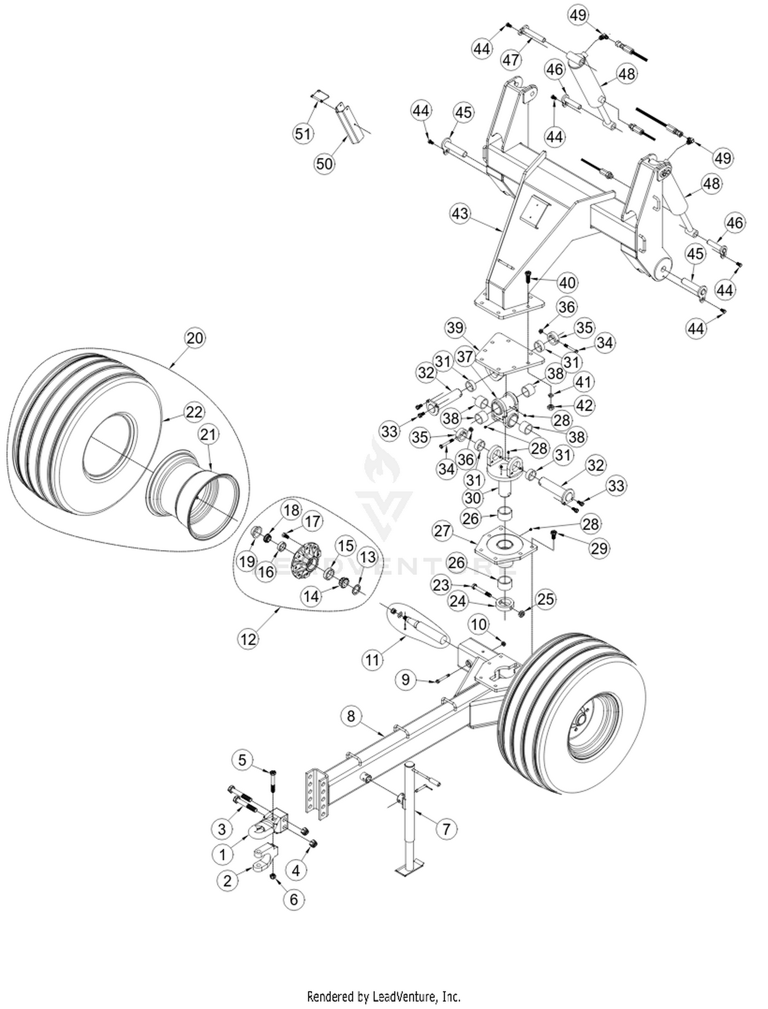 Unverferth FE775 Tongue and Gooseneck Parts Diagrams