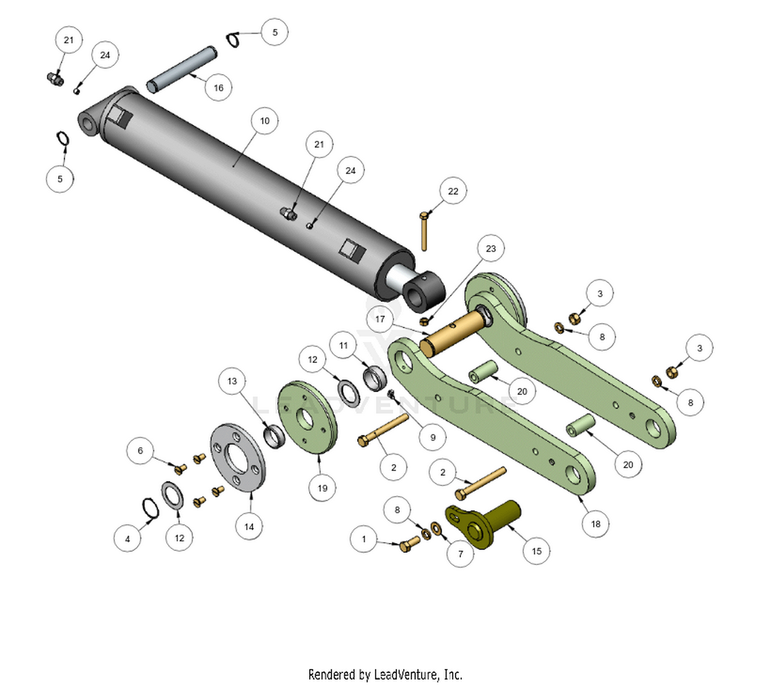 Unverferth Internal cylinder & linkage assembly Parts Diagrams