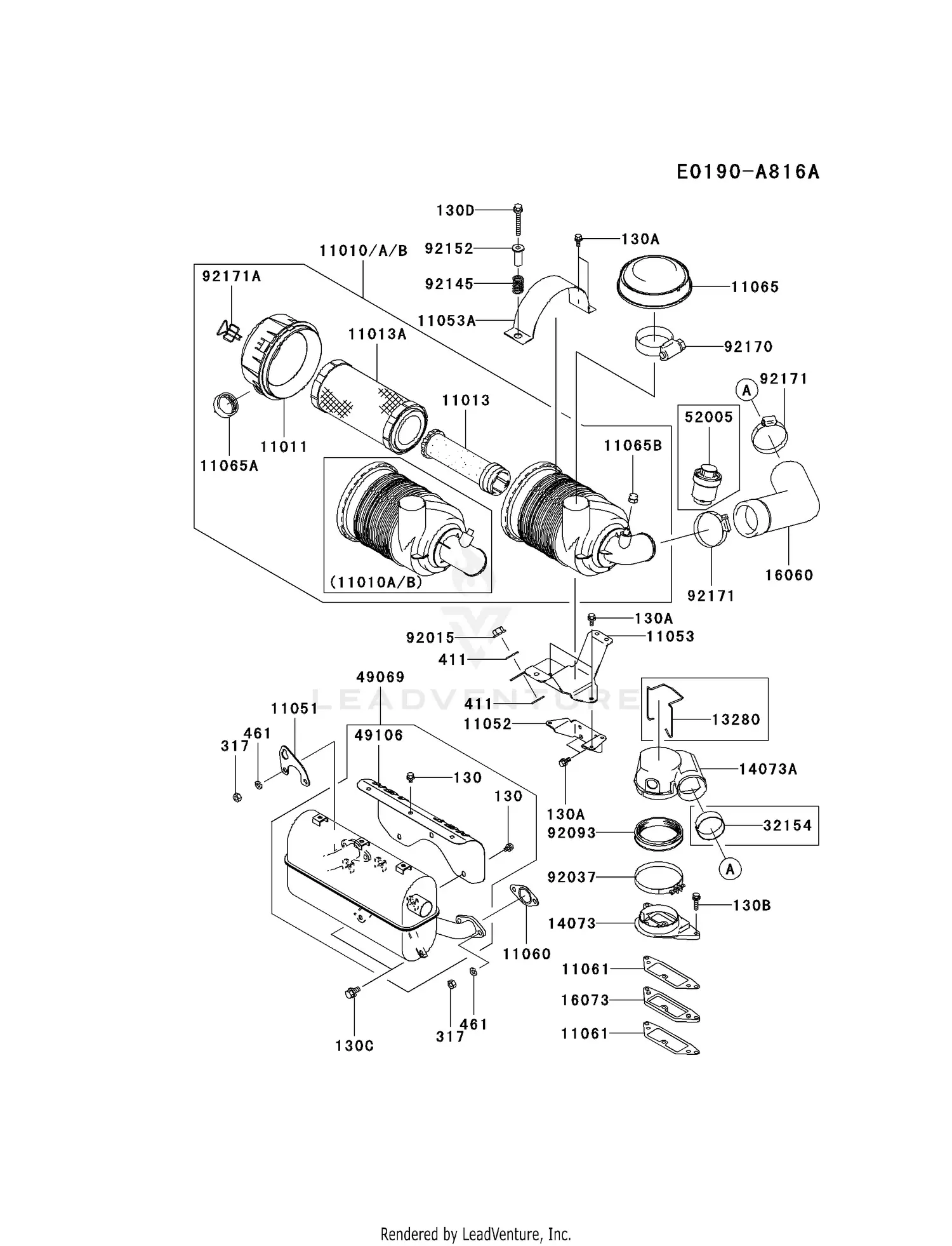 Kawasaki FD791D-AS01 4 Stroke Engine FD791D Parts Diagrams