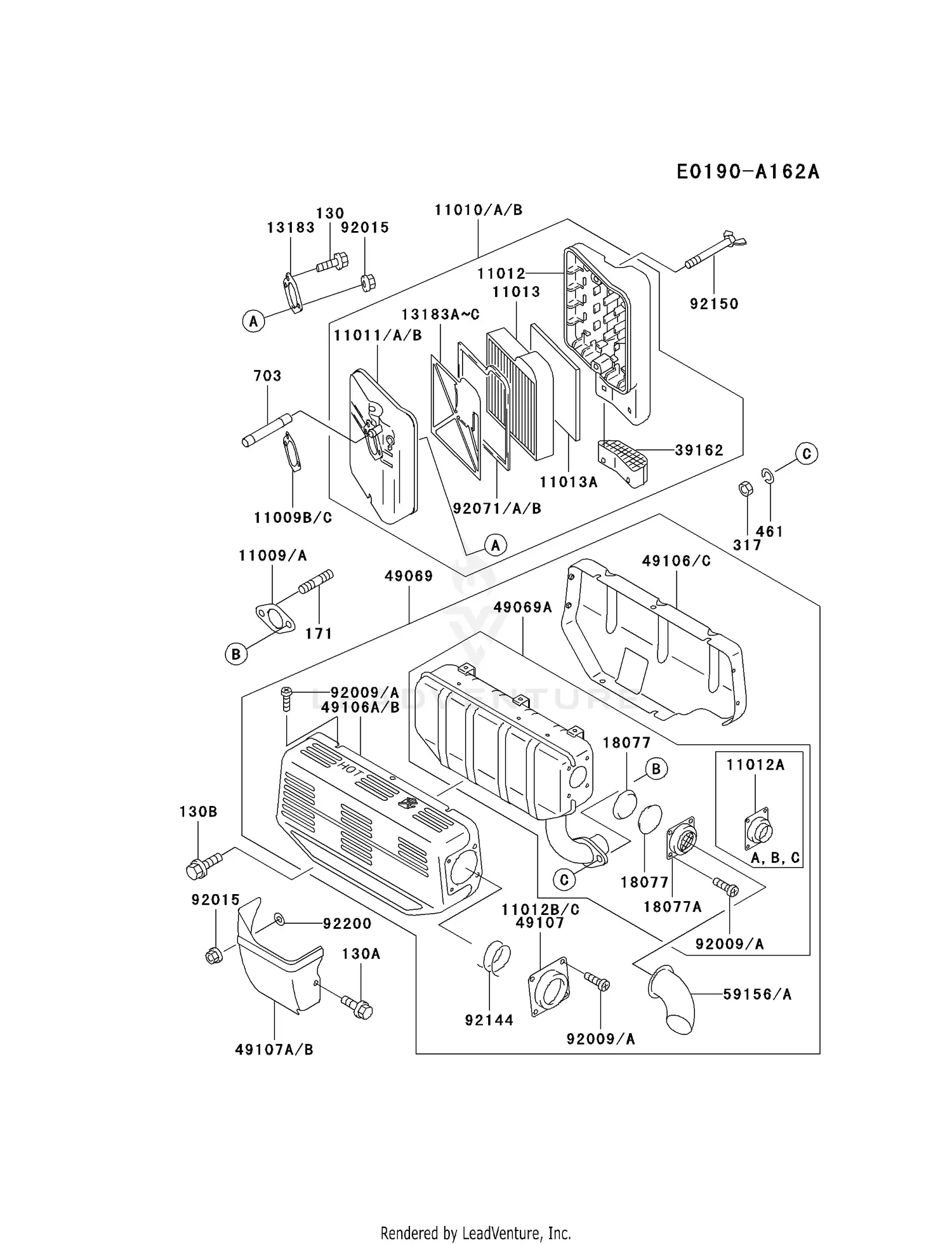 Kawasaki FE290D-DS03 4 Stroke Engine FE290D Parts Diagrams