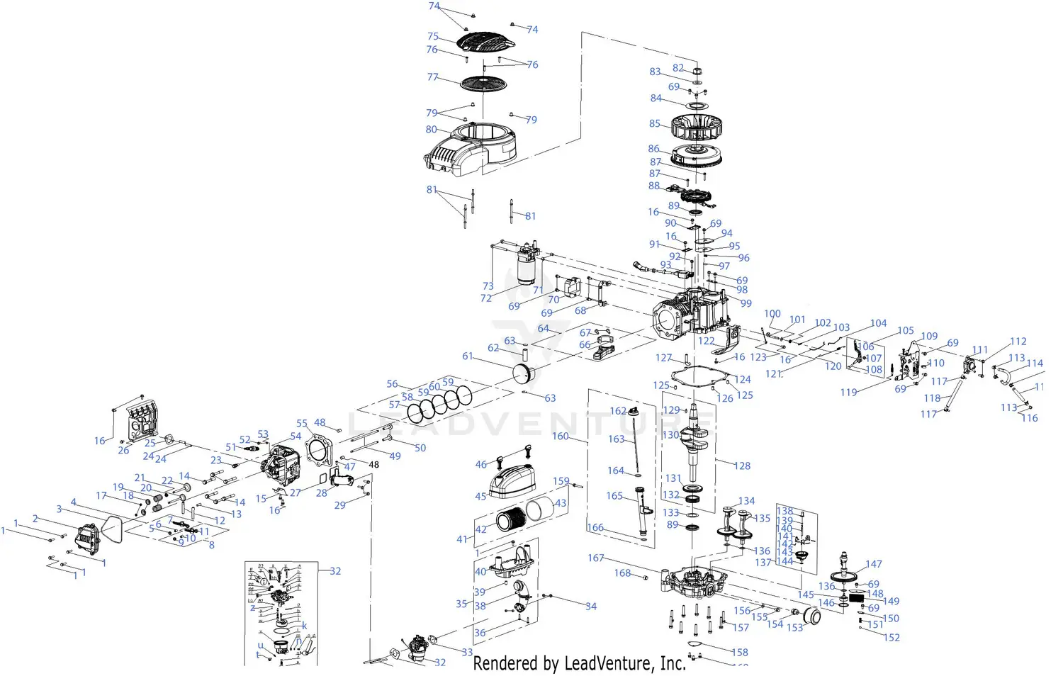 Cub Cadet 8X90ZU 547cc Engine Parts Diagrams
