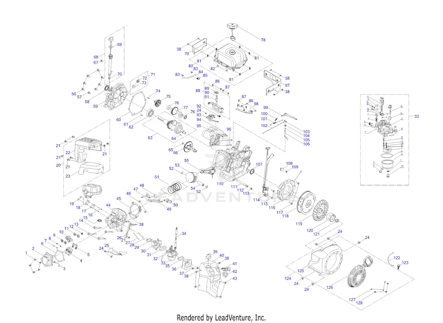 Cub Cadet 690-WUA 420cc Engine Parts Diagrams