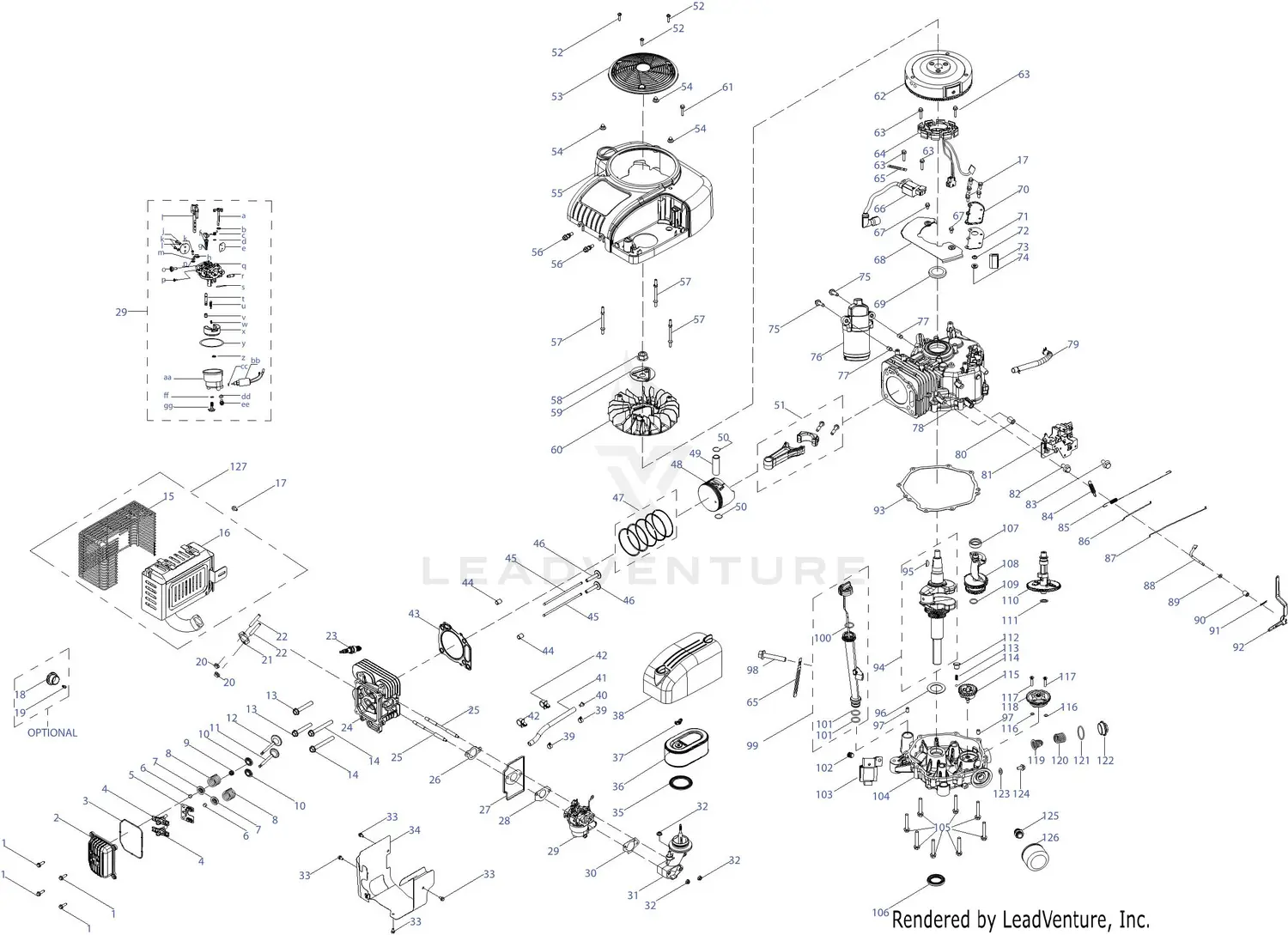 Cub Cadet 4P90JUF 420cc Engine Parts Diagrams