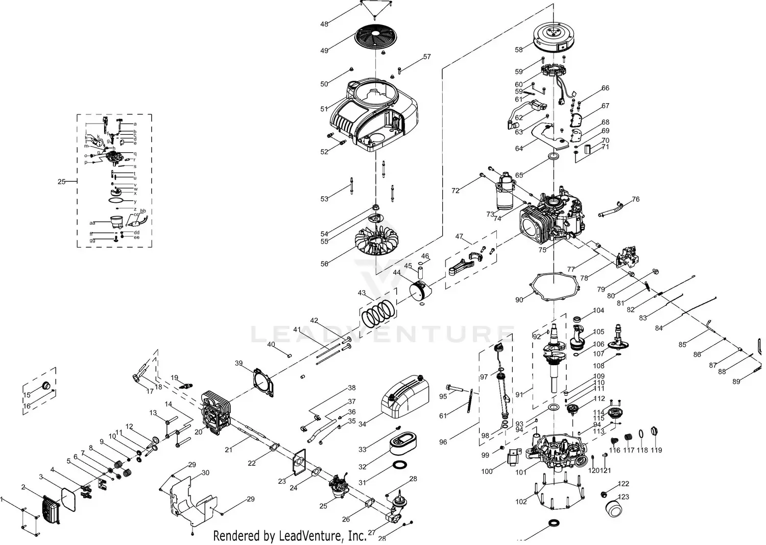Cub Cadet 4P90HUD 420cc Engine Parts Diagrams