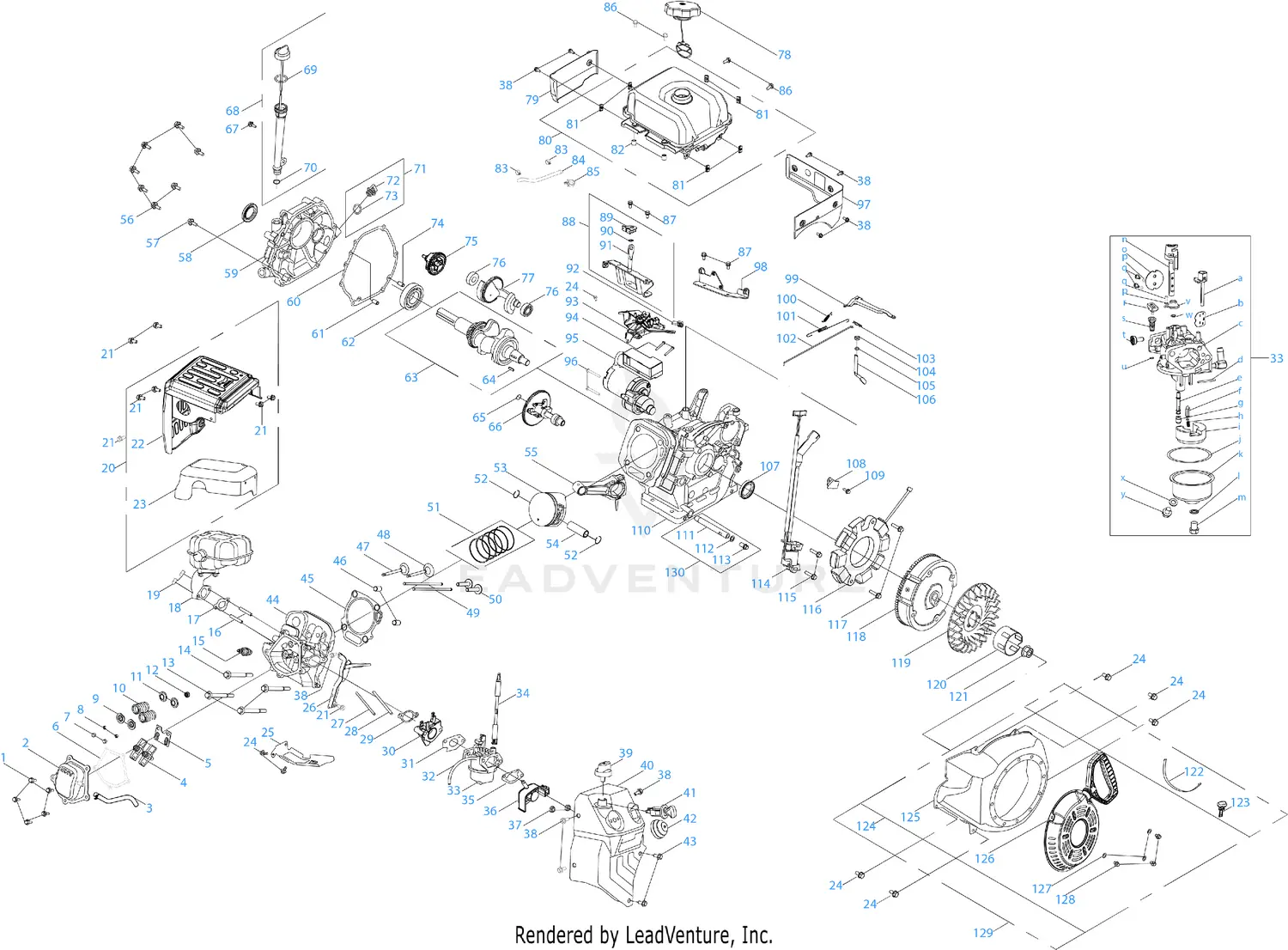 Cub Cadet 690-WUC 420cc Engine Parts Diagrams