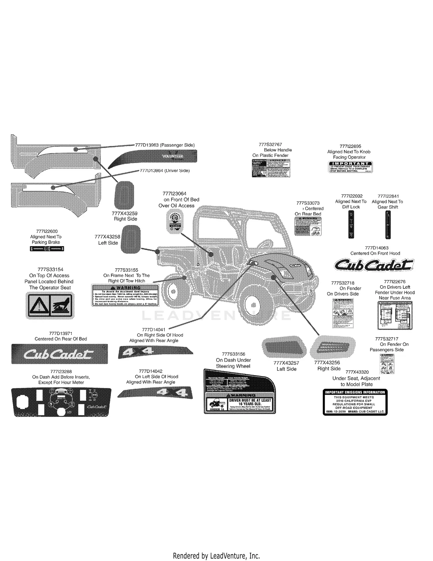 Cub Cadet 465 4X4 Utility Vehicle (Tracker) S/N 1I029Z Cub Cadet 465 4X4 Utility Vehicle (Tracker) S/N 1I029Z