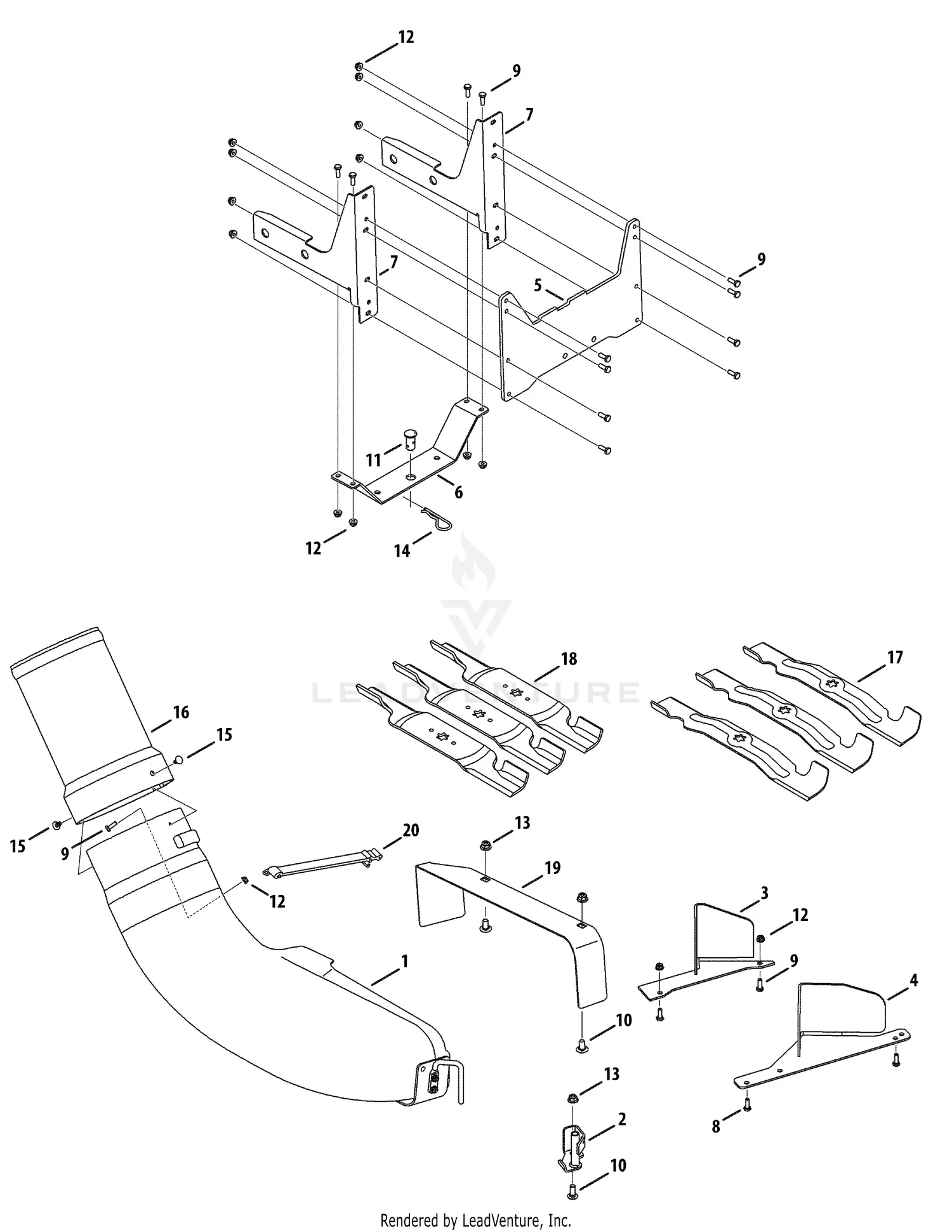 Cub Cadet 19A40004100 Triple Rear Bagger Parts Diagrams