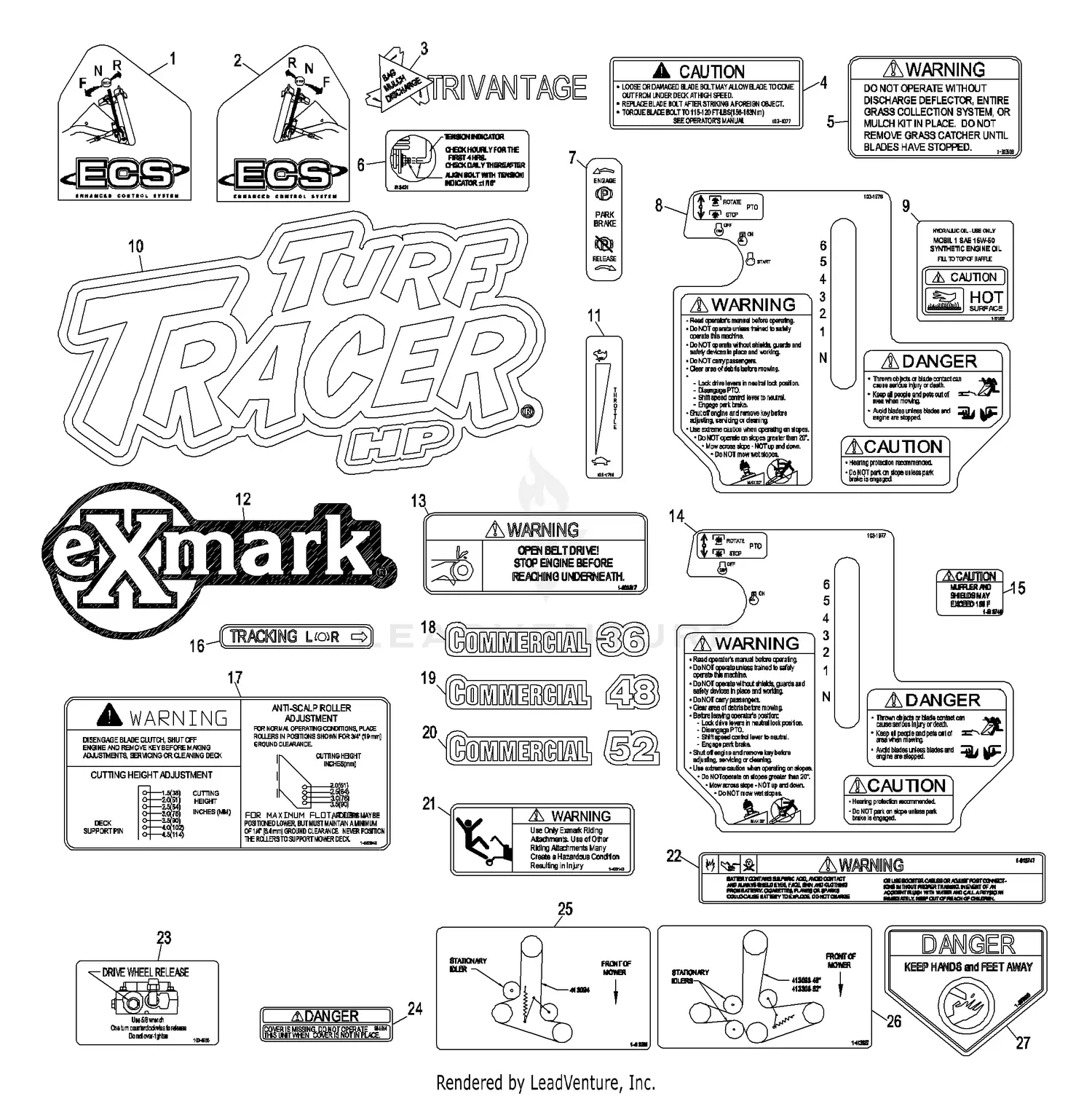 eXmark Turf Tracer HP S/N 440,000-509,999 TT3615KAC S/N 440,000-509,999 ...