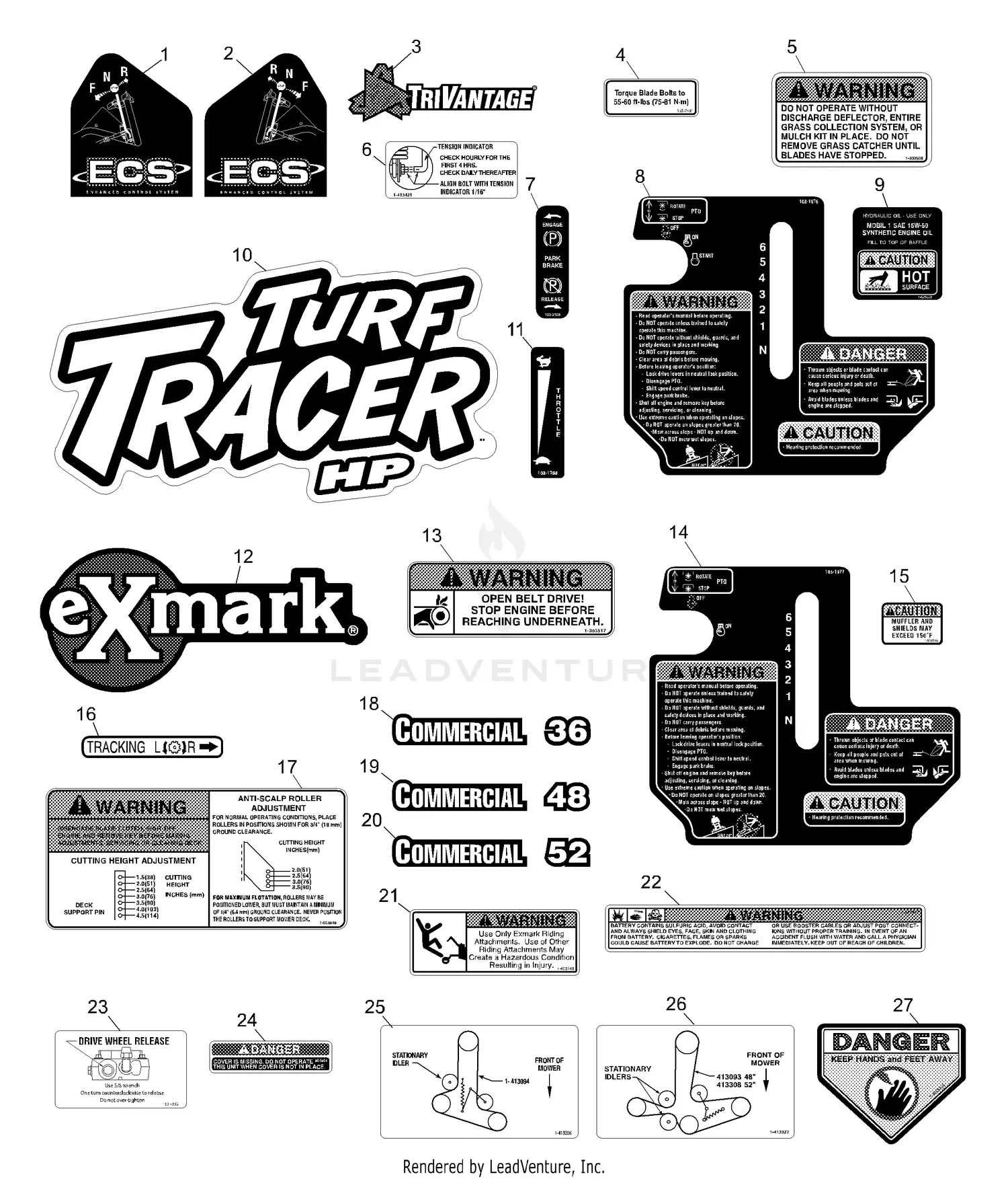 eXmark Turf Tracer HP S/N 540,000-599,999 TT3615KAC S/N 540,000-599,999 ...