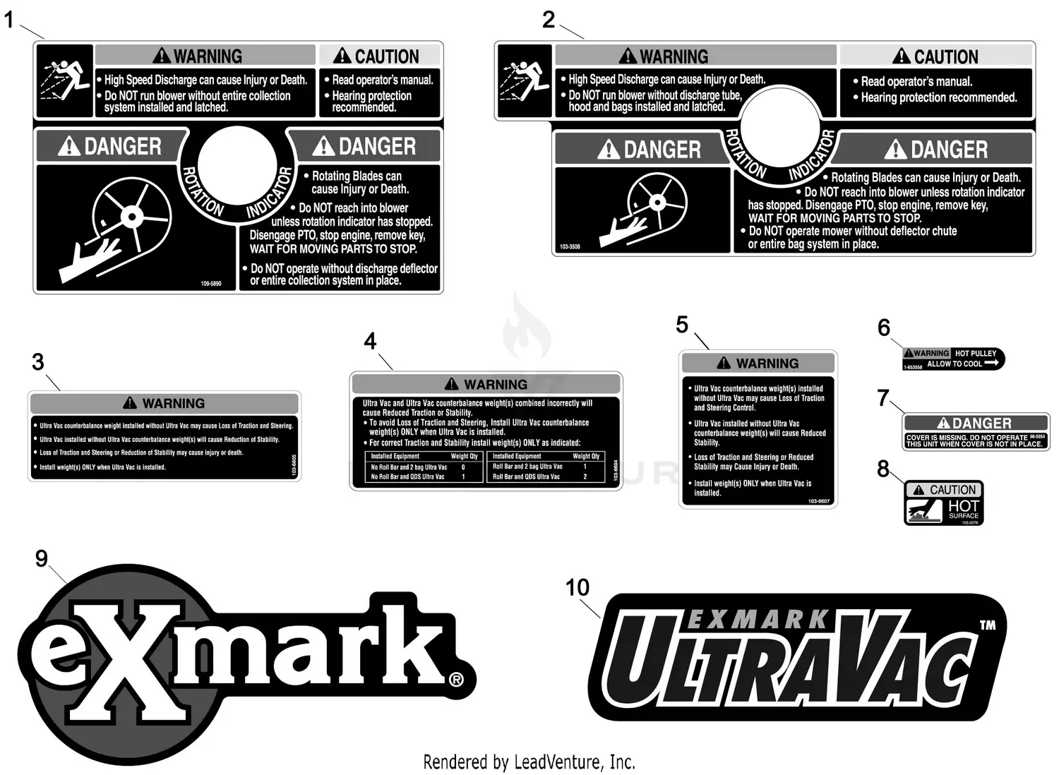 eXmark Ultra Vac Next Lazer Z S/N 850,000 & Up LZUV2B S/N 850,000 & Up ...