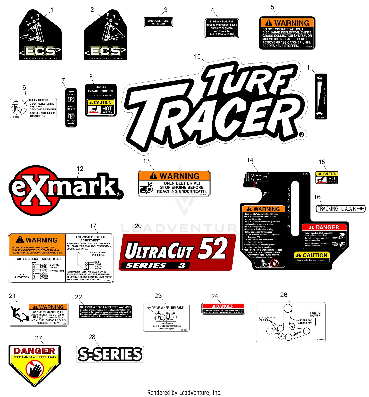 eXmark TTS541KA523 S/N 312,000,000 & Up Parts Diagrams