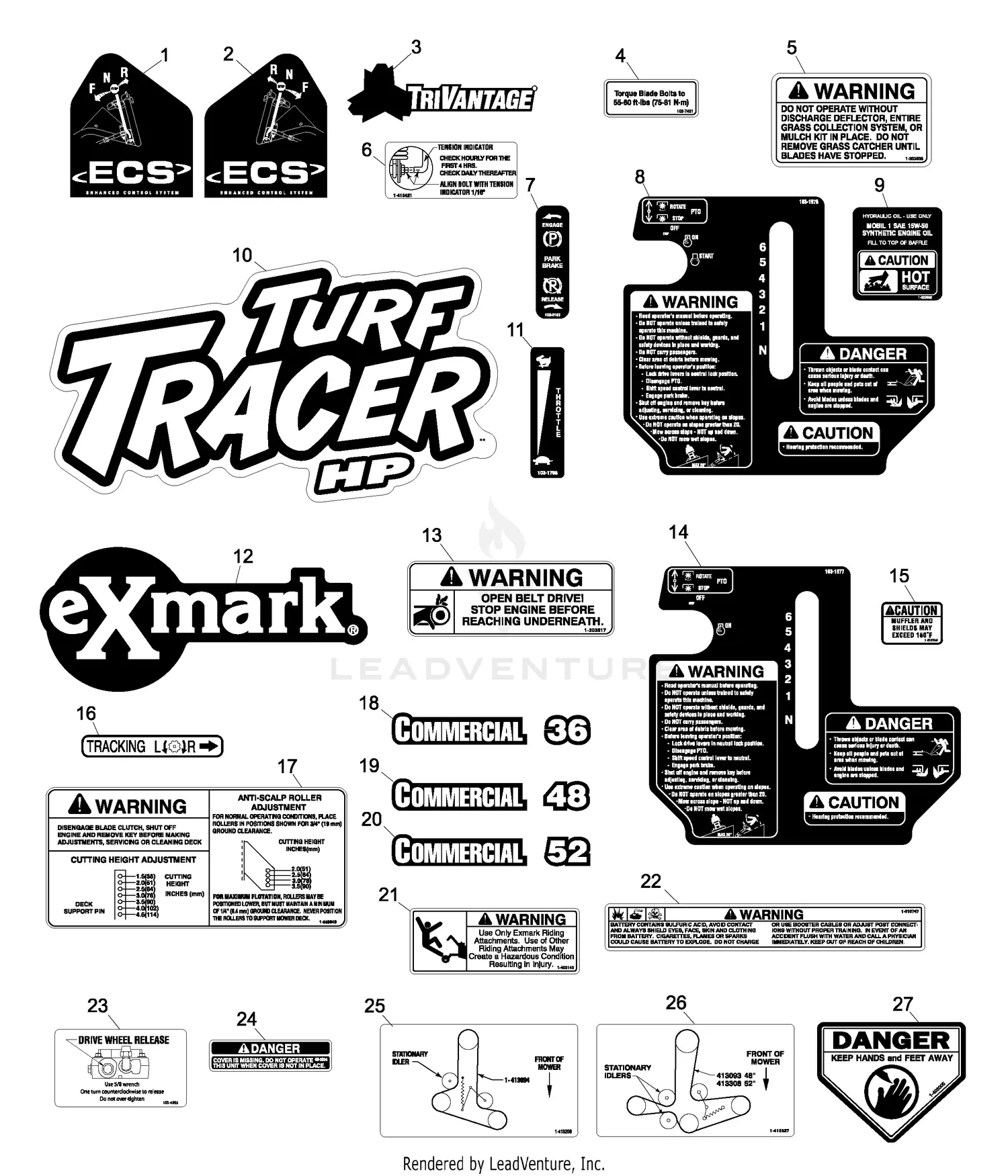 eXmark Turf Tracer HP S/N 600,000-669,999 Parts Diagrams