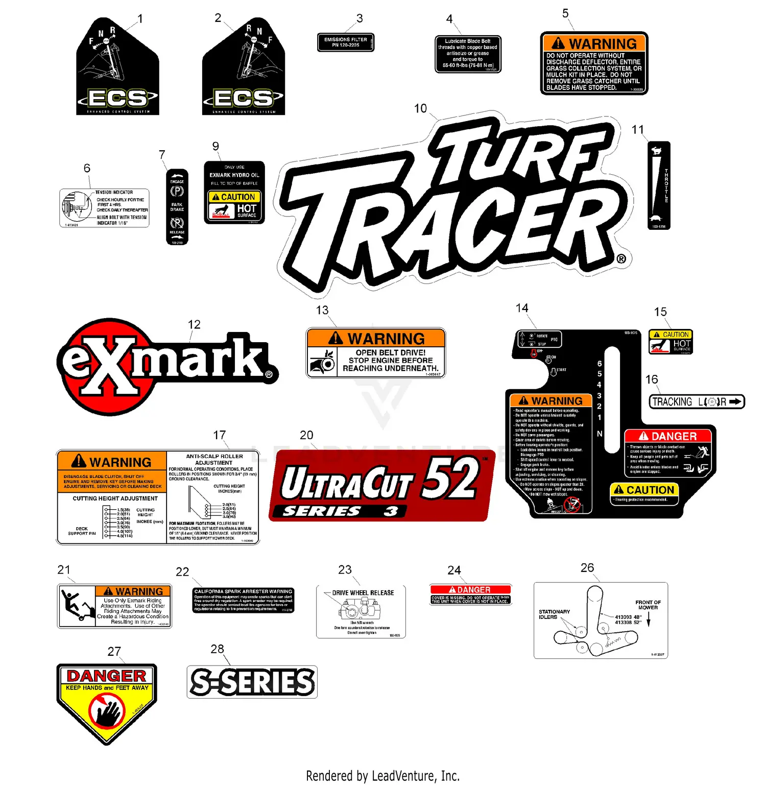 eXmark TTS20KAE523 S/N 920,000 & Up Parts Diagrams