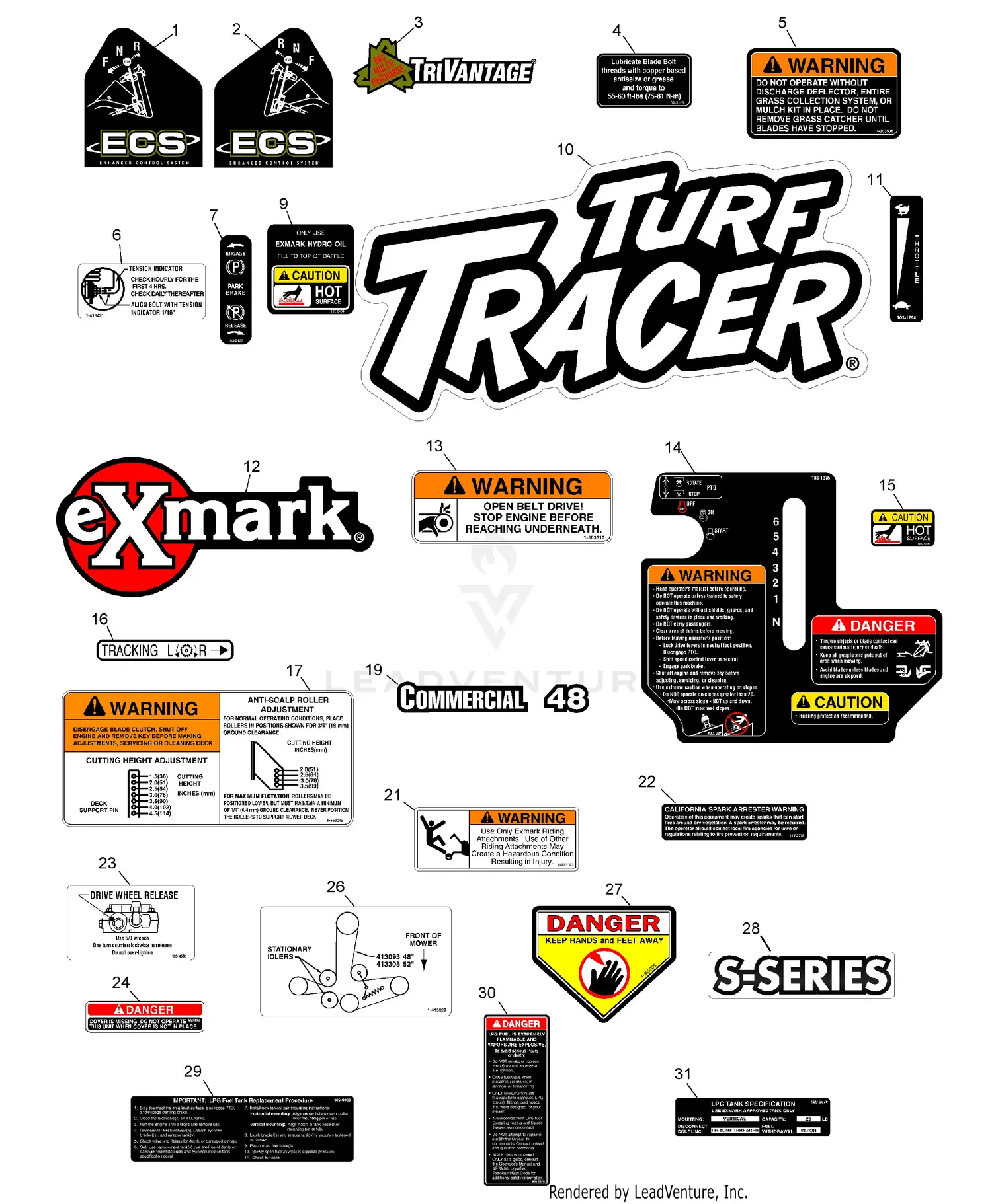 eXmark TTS20PKAE483 S/N 920,000 & Up Parts Diagrams