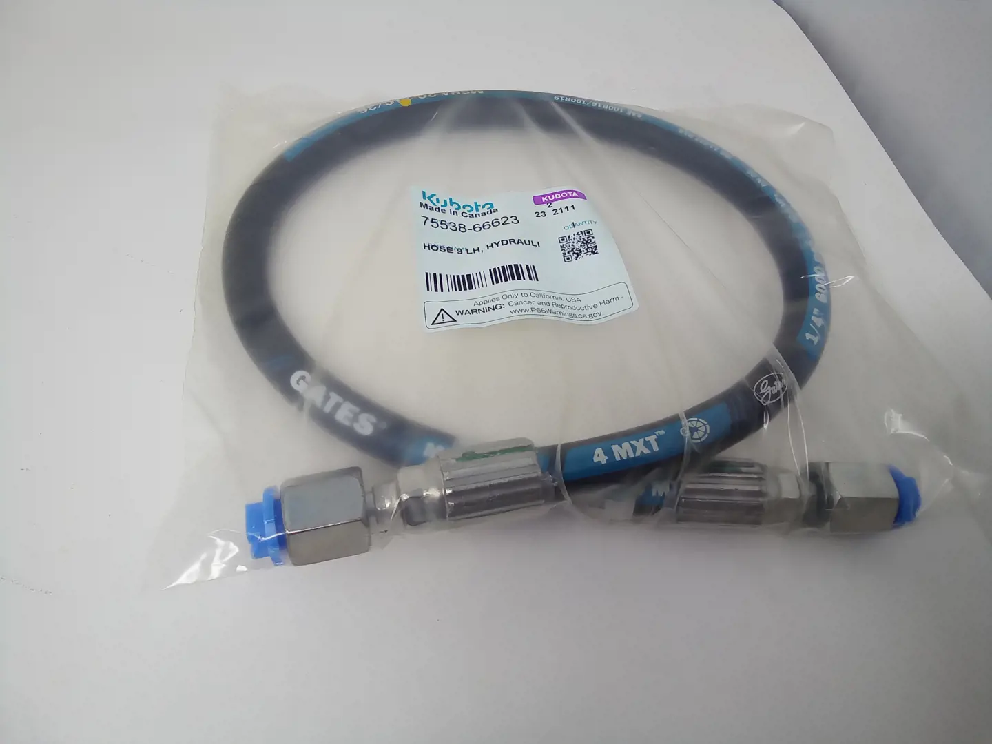 Kubota #75538-66623 HOSE 9 LH, HYDRAULIC